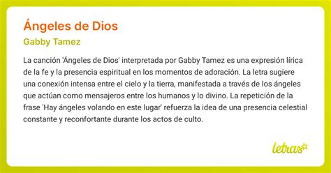 Significado De La Canción Ángeles De Dios Gabby Tamez Letras Com