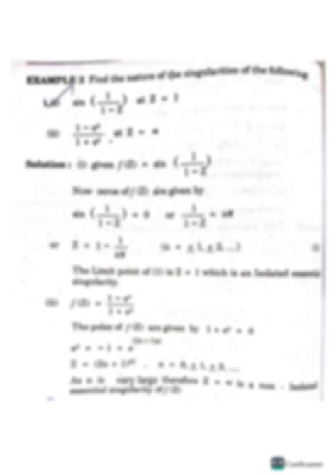 SOLUTION Nature And Location Of Singularity Of The Function Examples Studypool