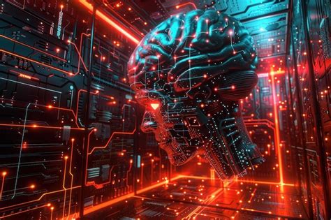 Premium Photo Futuristic Ai Brain In Cyber Data Center