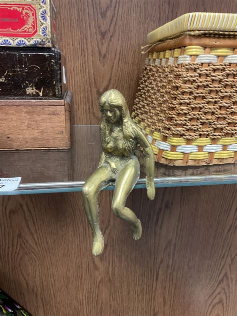 Vintage Solid Brass Nude Lady Badgers Auctions