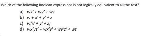Solved Which Of The Following Boolean Expressions Is Not