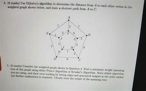 solved 4 8 marks use dijkstra s algorithm to determine