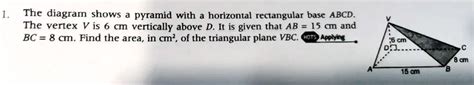 solved the diagram shows a pyramid with a horizontal rectangular base