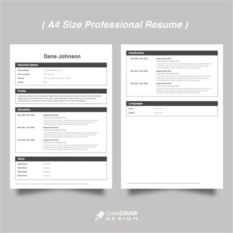 Download Professional Simple Resume Job Vector Free Cdr Coreldraw Design Download Free Cdr