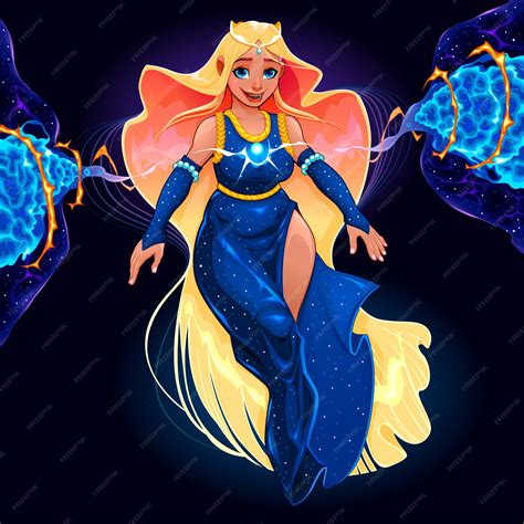 Premium Vector Girl Is Floating In The Dark And Creating Universes