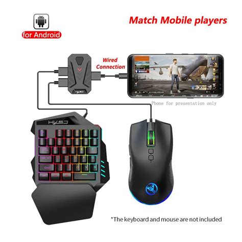 Hxsj P8 Wired Keyboard Mouse Converter Portable Mobile Game Keyboard And Mouse Adapter With 3