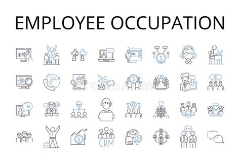 Employee Occupation Line Icons Collection Business Profession Work