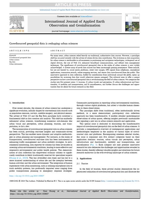 Crowdsourced Geospatial Data In Urban Science Pdf Crowdsourcing Science