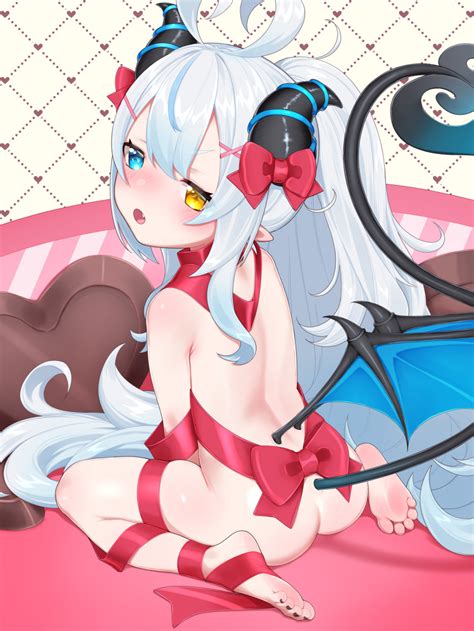 Goki Buri Akugaki Koa Chromashift Absurdres Highres Girl O Ass Barefoot Black Horns