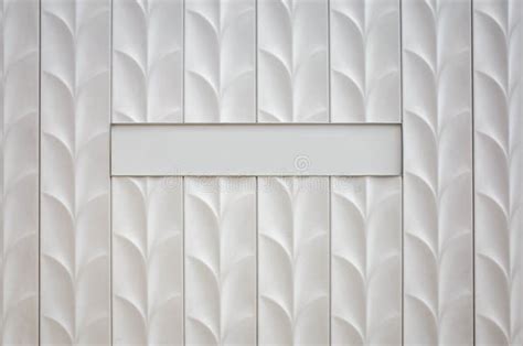 Blank White Empty Mockup Template Of Shop Sign With Stylish 3d Wall Cladding Panels Copy Space