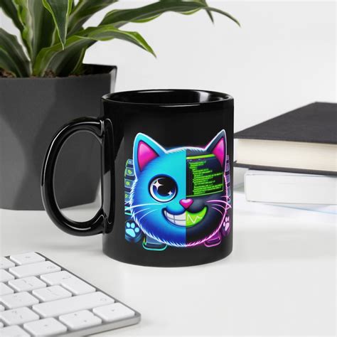 Coding Cat Coder Emoji Appreciation Society Black Glossy Mug Fun Gift