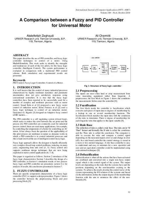 Pdf A Comparison Between A Fuzzy And Pid Controller For Universal Motor Abdelfettah Zeghoudi