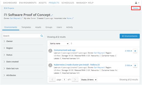 creating editing or deleting a project skytap help and documentation