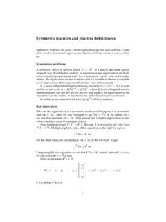 Lecture Symmetric matrices and positive deﬁniteness lecture symmetric matrices and