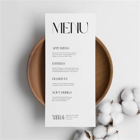 Wedding Menu Canva Template Editable And Printable Wedding Menu Card