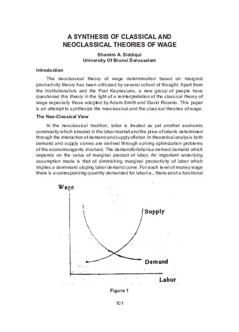 Pdf A Synthesis Of Classical And Neoclassical Theories Of Wage