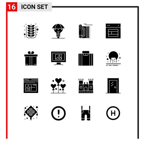 Set Of 16 Modern Ui Icons Symbols Signs For Site Design Idea Namaz Rug Editable Vector Design