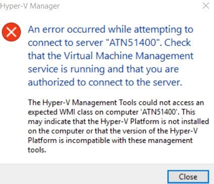 Hyper V Can T Connect To Local Computer Virtualization Spiceworks Community