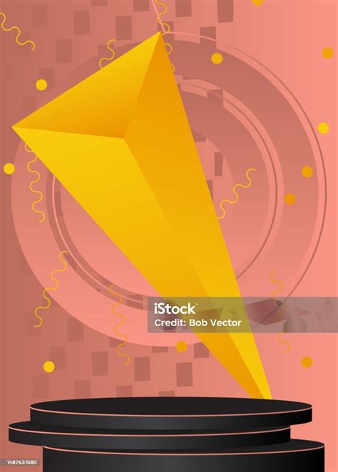 블랙 옐로우 라이트 레드 핑크 컬러 실린더 받침대 연단 모형 무대 쇼케이스 프리젠테이션을 위한 추상적인 최소 기하학적 제품 디스플레이 0명에 대한 스톡 벡터 아트 및 기타