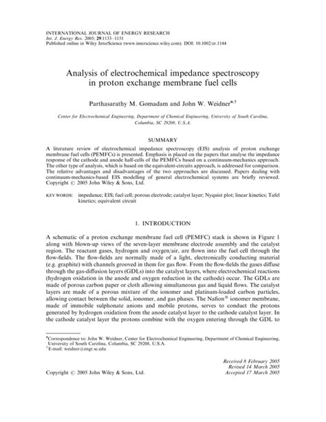 Analysis Of Electrochemical Impedance Spectroscopy In