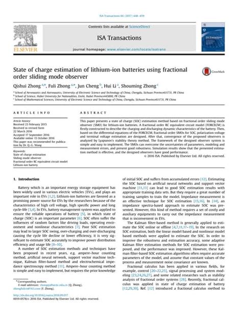 State Of Charge Estimation Of Lithium Ion Batteries Using Fractional
