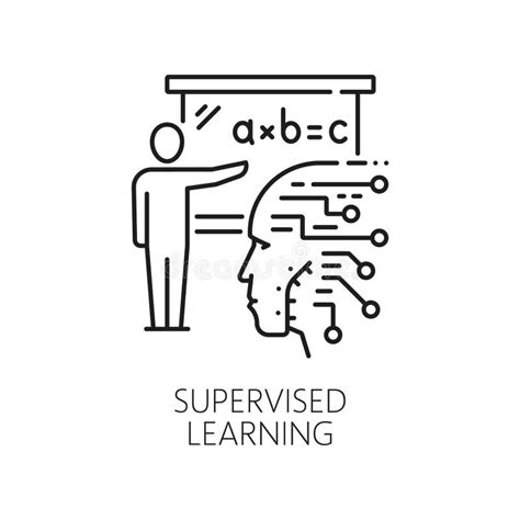 supervised learning artificial intelligence icon stock vector