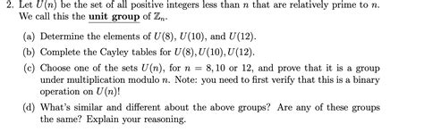 Solved Let U N Be The Set Of All Positive Integers Less Chegg