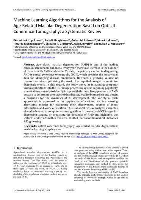 (PDF) Machine Learning Algorithms for the Analysis of