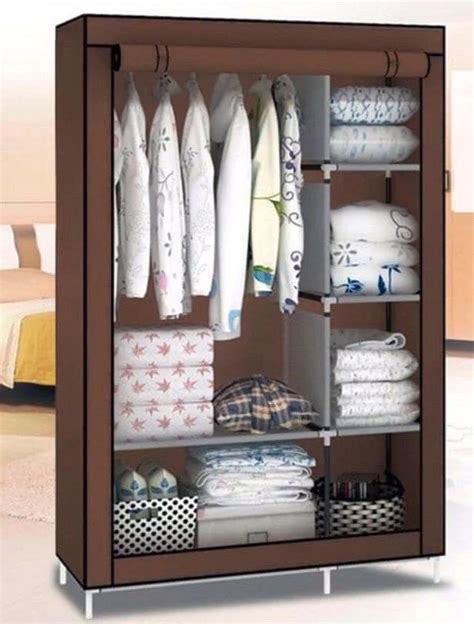 ᐉ Шафа текстильна розкладна Storage Wardrobe Yg105 на 2 секції 105х45х170 см Коричневий • Краща