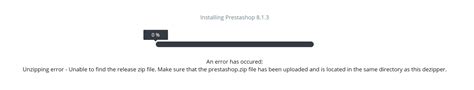 Upgrade Prestashop Unzipping Error Unable To Find The Release Zip