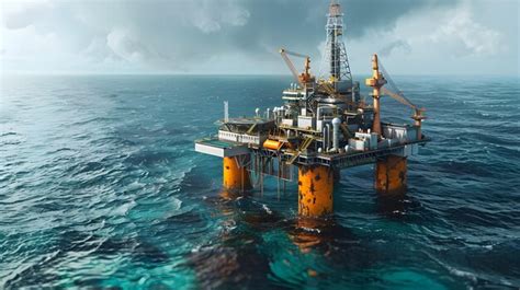 Fixed Platform Oil Rig In Shallow Offshore Waters Premium Ai Generated Image