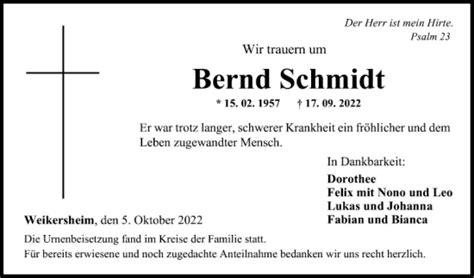 Traueranzeigen Von Bernd Schmidt Trauerportal Ihrer Tageszeitung