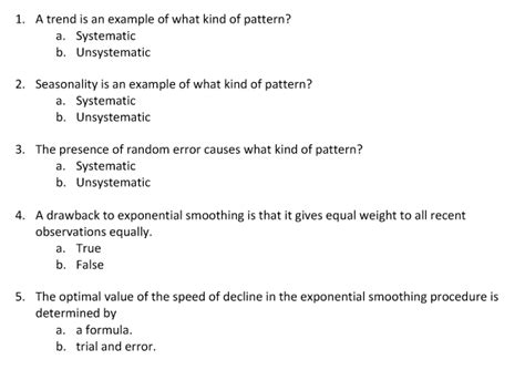Solved 1 A Trend Is An Example Of What Kind Of Pattern A