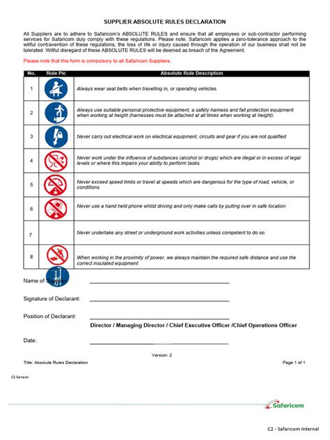 Saf Std 017 Absolute Rules Standard Supplier Declaration Form Pdf