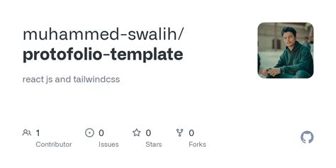 github muhammed swalih protofolio template react js and tailwindcss