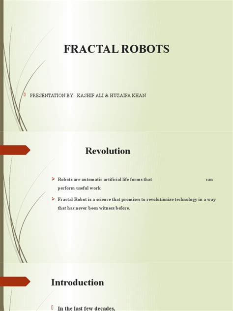 Fractal Robots Presentation By Kashif Ali And Huzaifa Khan Pdf