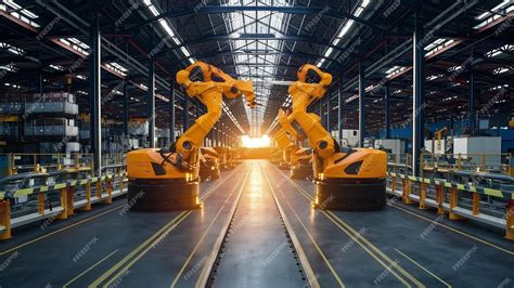 Premium Photo Factory Automation With Automated Guided Vehicles And Robotic Arm In