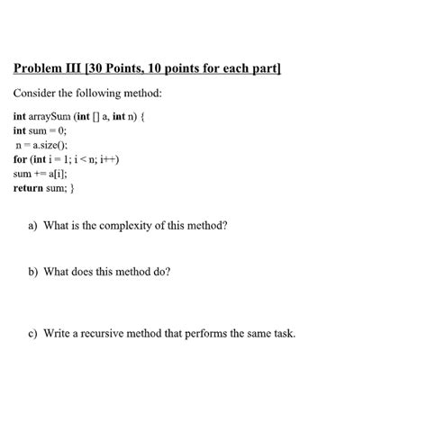Solved Problem III Points Points For Each Part Chegg