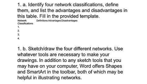 solved 1 a identify four network classifications define