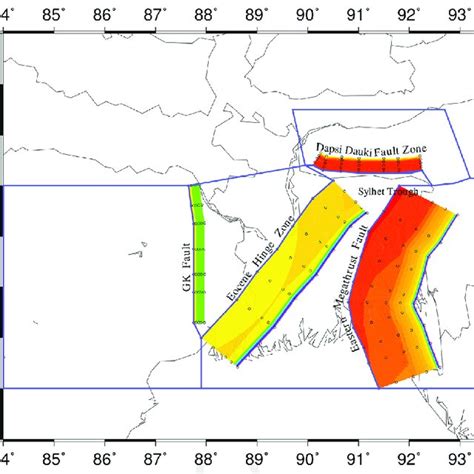 Model Results Showing The Fault Geometry And The Distribution Of Slip Download Scientific