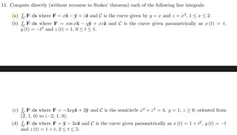solved 11 compute directly without recourse to stokes