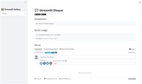 Github Okldstreamlit Disqus A Streamlit Component To Embed Disqus In Your Applications