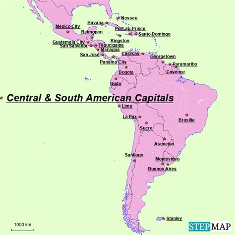 Map Of Central And South American Countries With Capitals