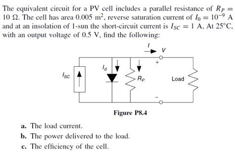 Solved The Equivalent Circuit For A PV Cell Includes A Chegg