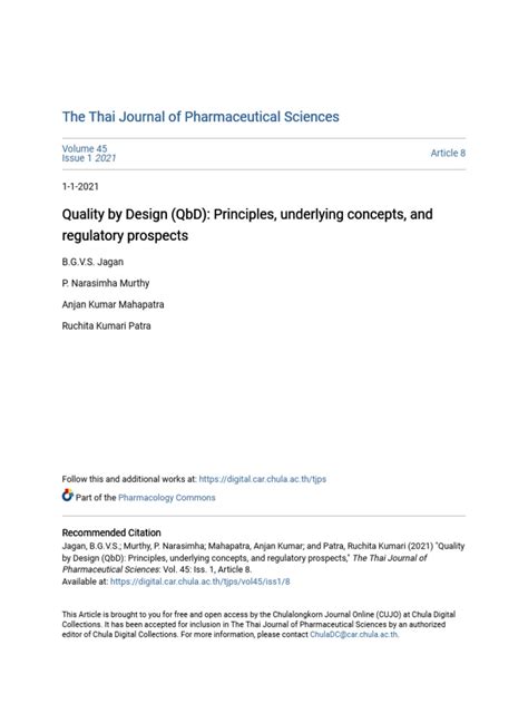 Quality By Design Qbd Principles Underlying Concepts And Reg Pdf Risk