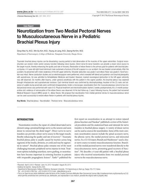Neurotization From Two Medial Pectoral Nerves To Musculocutaneous Nerve In A Pediatric Brachial