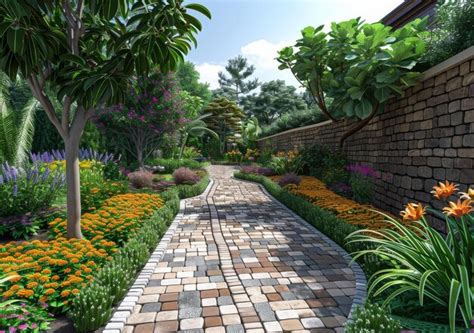Garden Landscape Design Renderings Premium Ai Generated Image