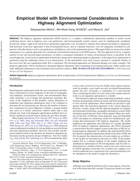pdf empirical model with environmental considerations in highway