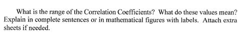 Solved What Is The Range Of The Correlation Coefficients Chegg