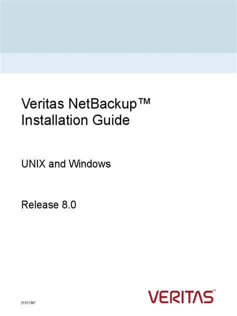 Veritas Netbackup™ Installation Guide Unix And Windows Pdf